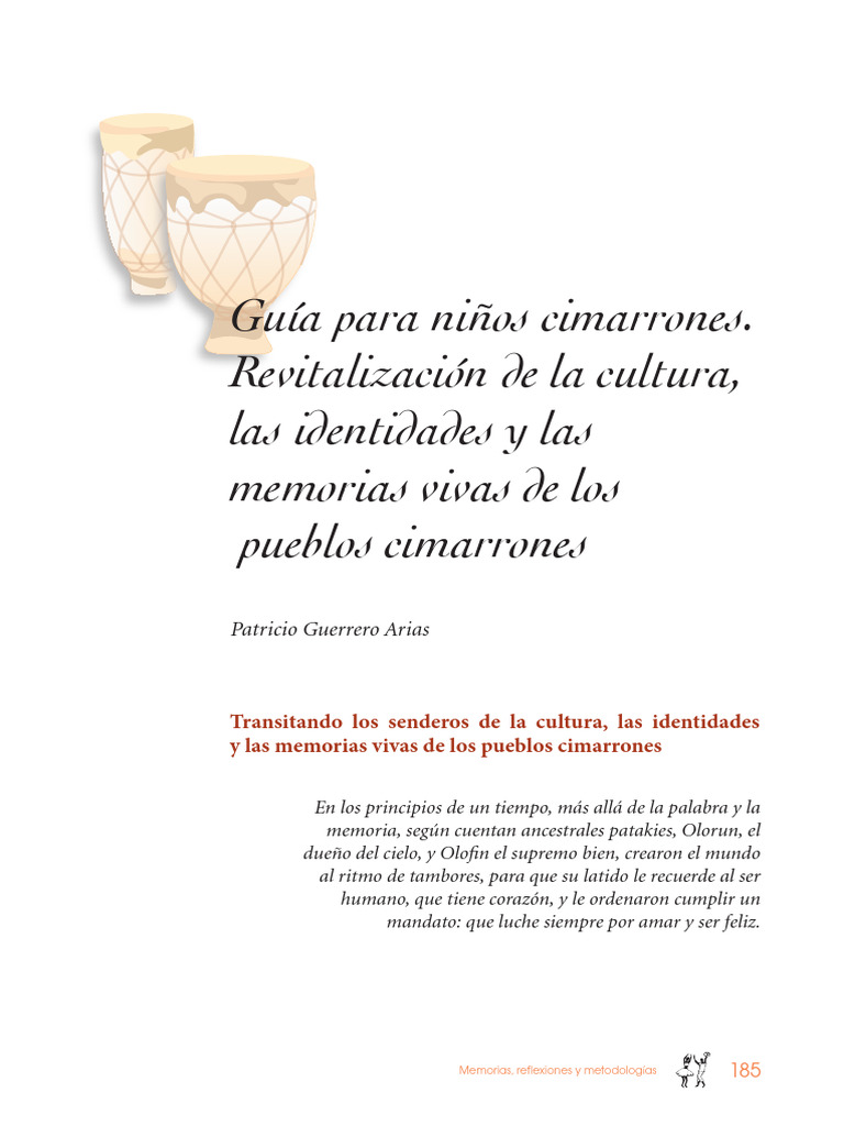 Guia para Ninos Cimarrones Revitalizacion de La Cultura Las Identidades ...