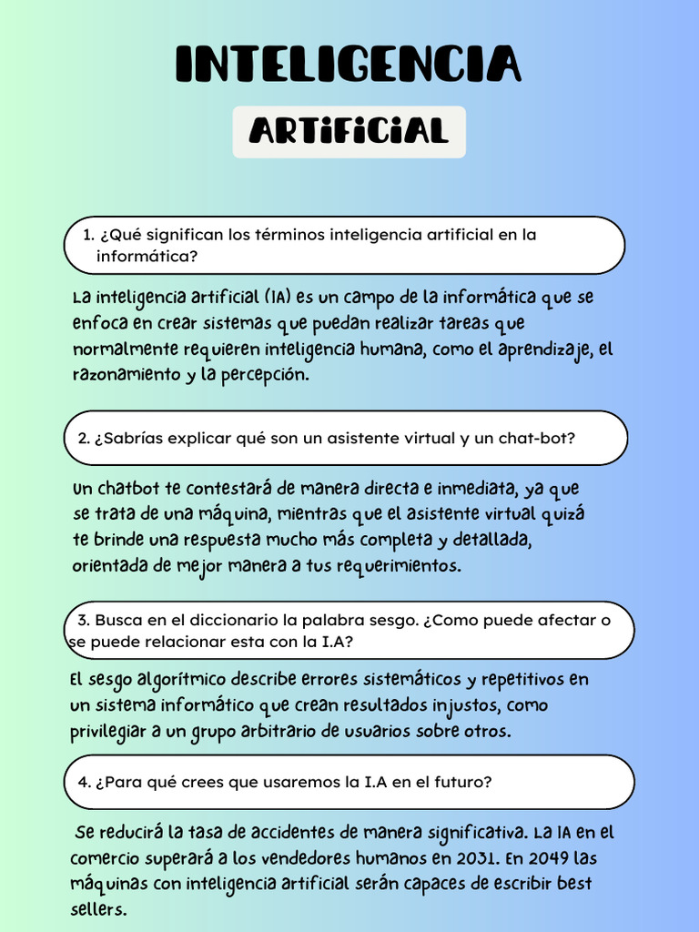 Preguntas Inteligencia Artificial. | PDF