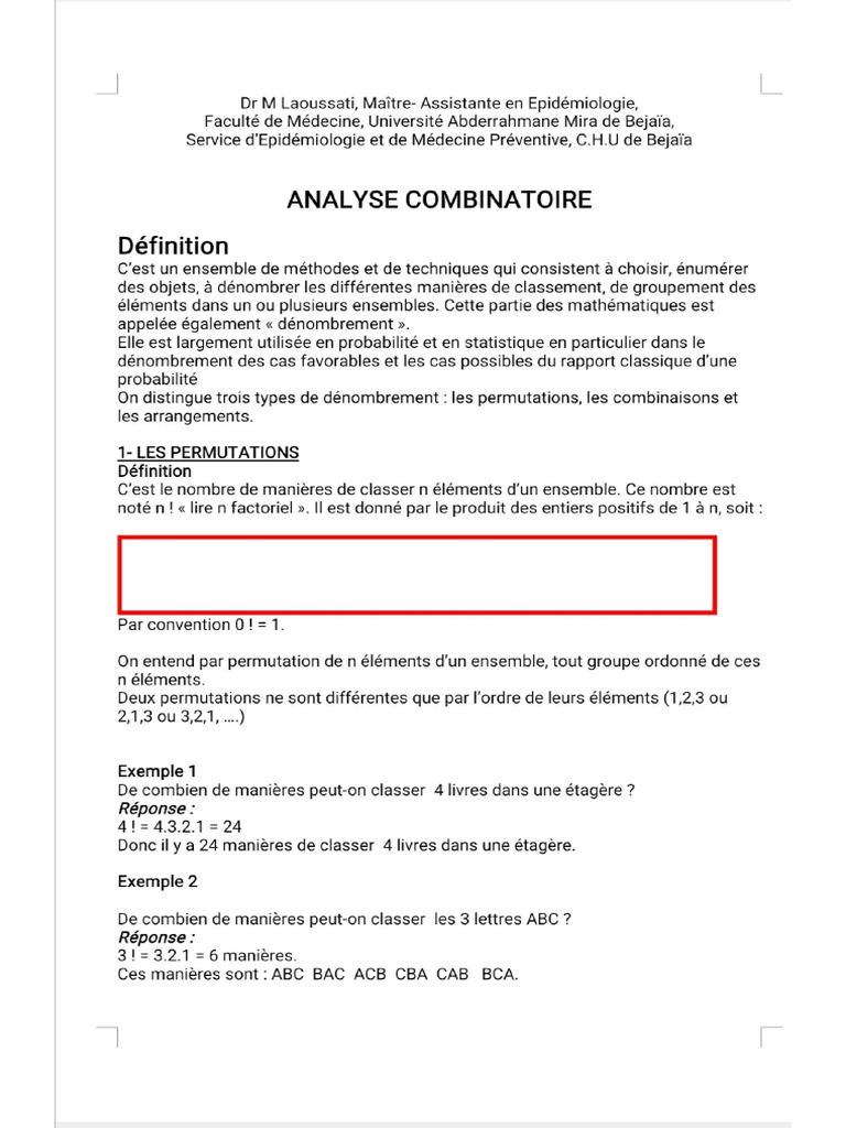 Analyse Combinatoire | PDF