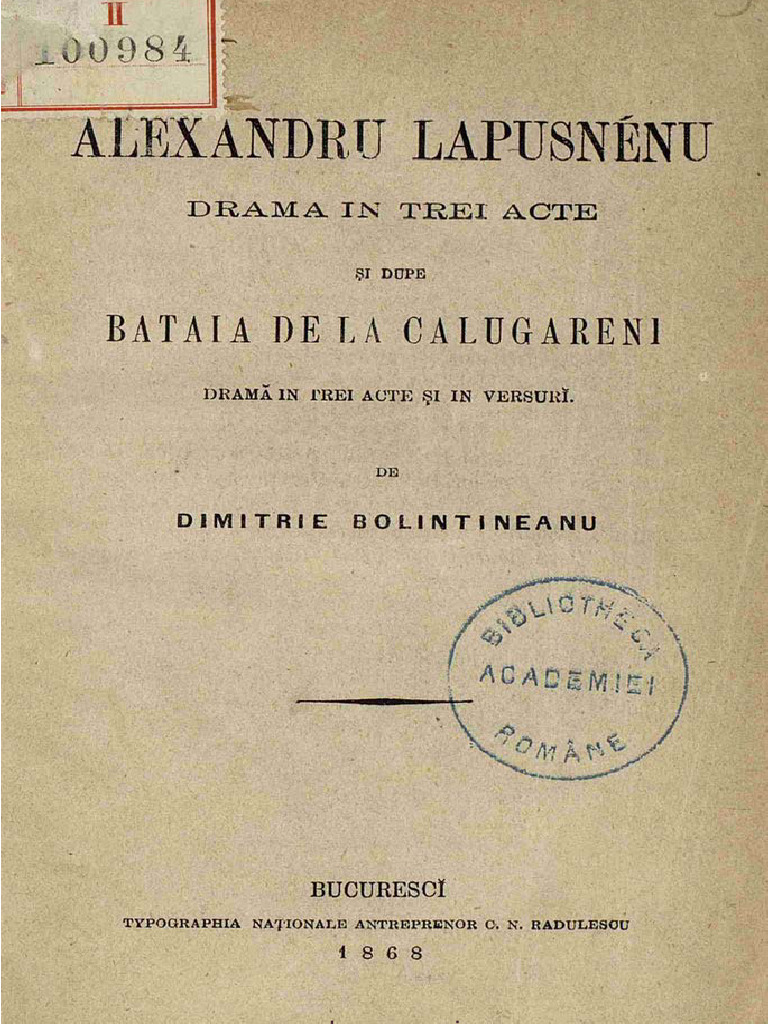 Alexandru Lapusneanu de Dimitrie Bolintineanu | PDF