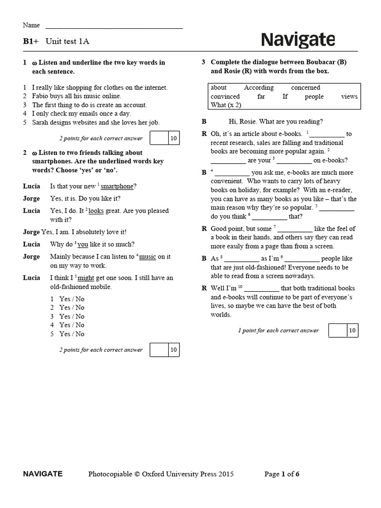 Navigate B1 + Test | PDF | Internet