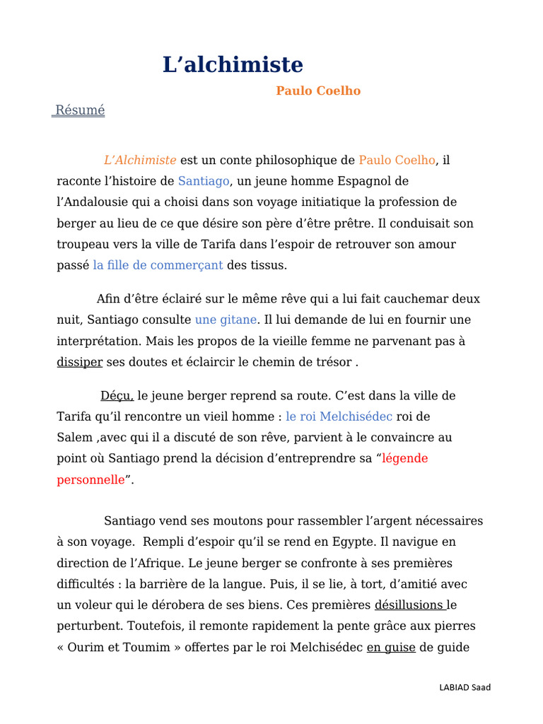 L'alchimiste Saad Labiad | PDF