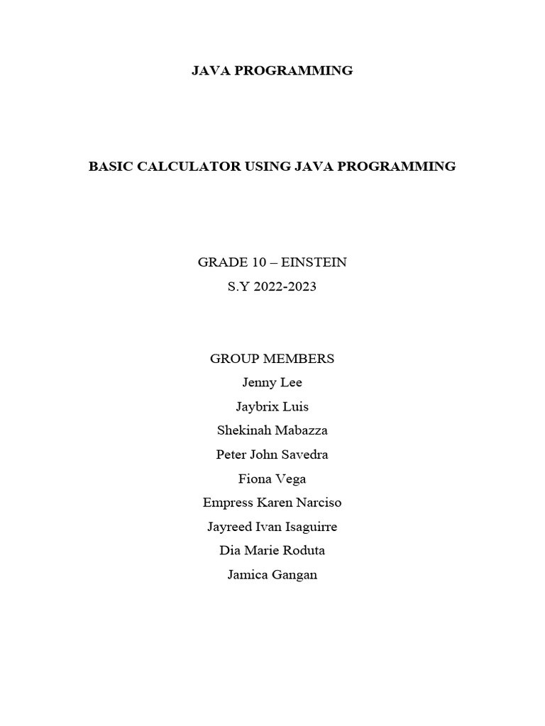 Java Programming: Grade 10 - Einstein S.Y 2022-2023 | Download Free PDF | Software | Control Flow