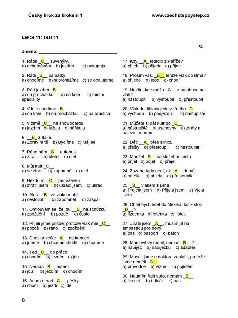 CKZK1 - Test L11 - Word With Answer | PDF