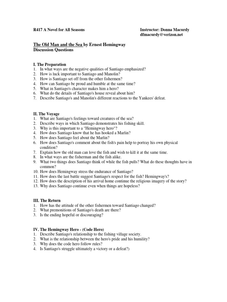 1509-417-Old Man Discussion Questions | PDF