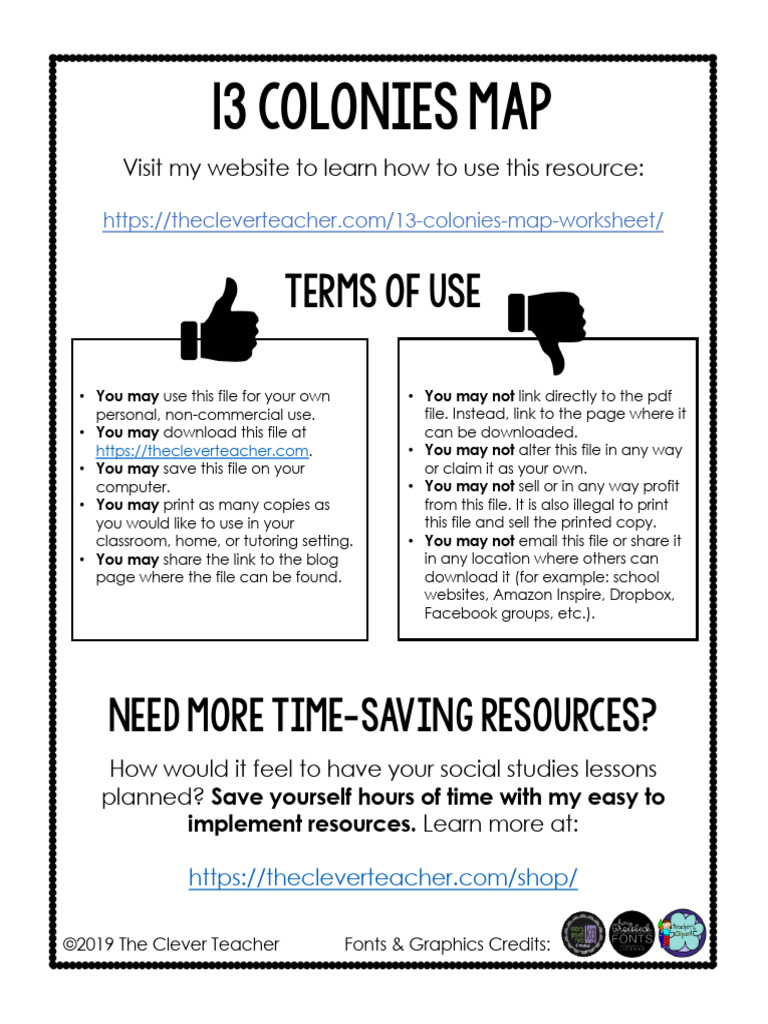 13 Colonies Map - Colored Regions | PDF