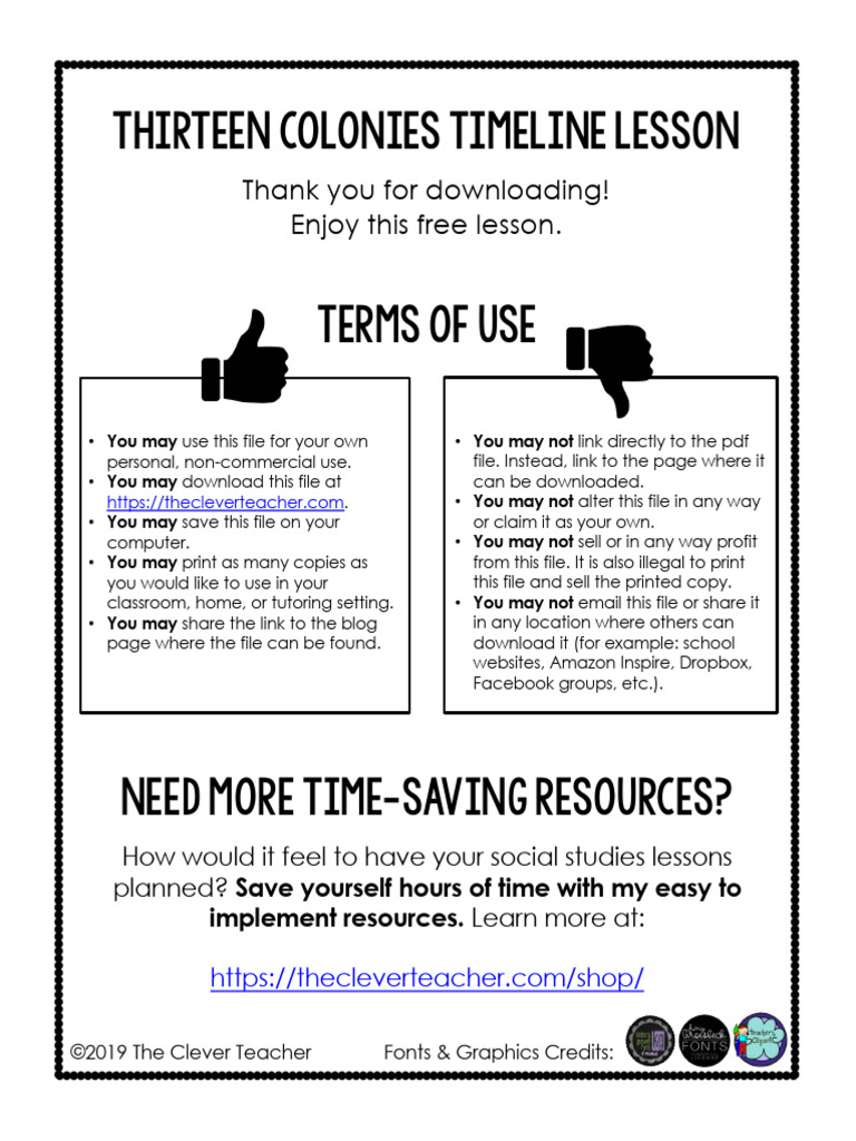 13 Colonies Free Lesson Pdf