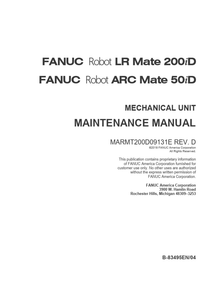 R-30iB - LR Mate 200id - J2 Motor Replacement | PDF