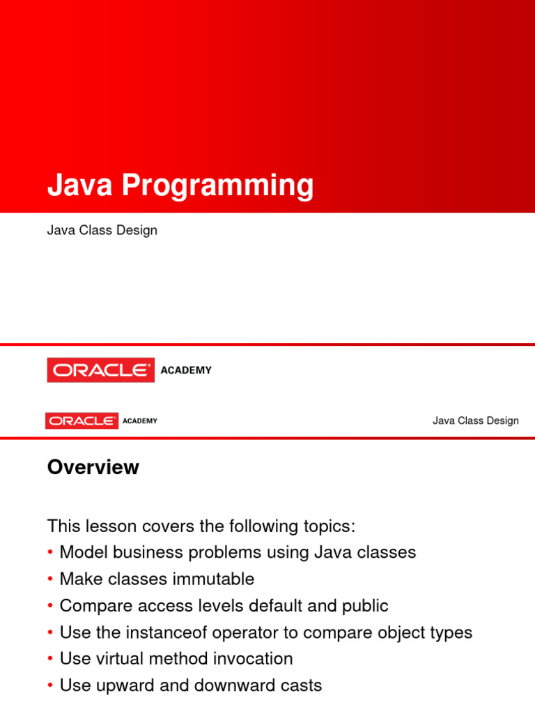 Sapt 3 SECTIUNEA 3 Lectia 1 Java Class Design | PDF | Art | Computers