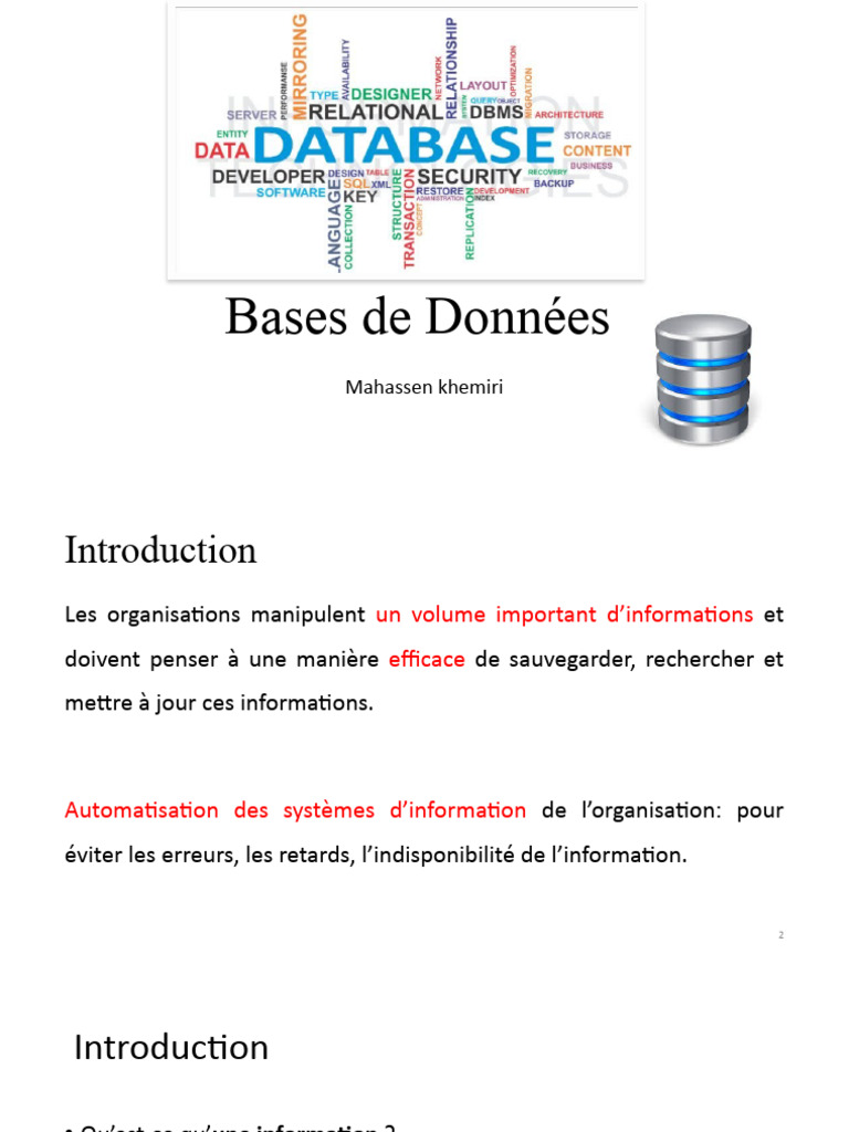 BD Part I | PDF | Bases de données | Base de données relationnelle
