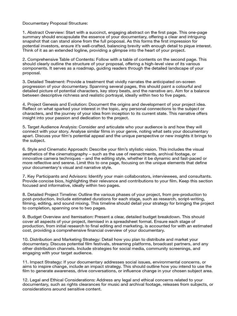 Documentary Proposal | PDF | Documentary Film | Marketing