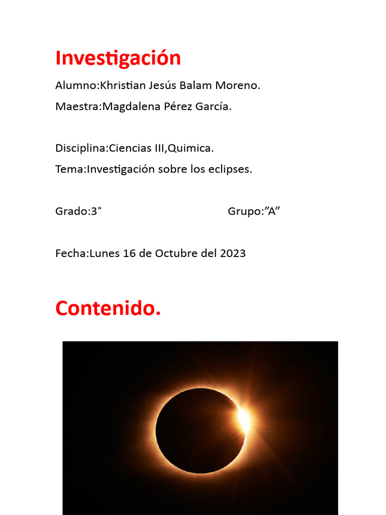 Investigación Eclipses | PDF | Eclipse | Eclipse solar