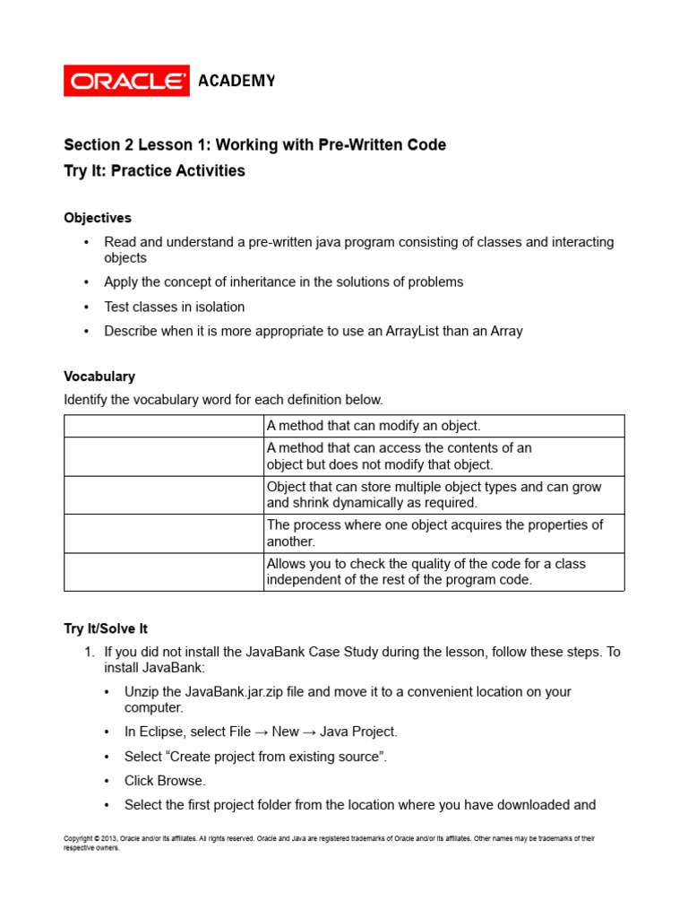 Java Programming Sectiunea 2 Practices Pdf Java Programming Language Object Computer