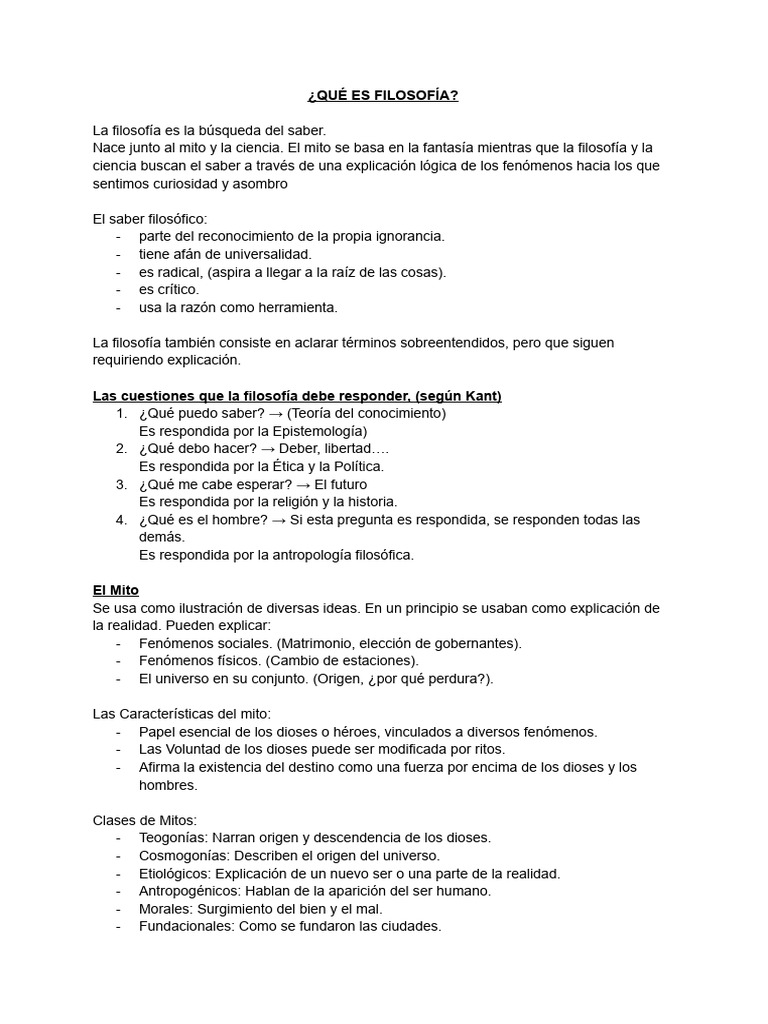 Filosofia 1bach Unidad 1 | PDF