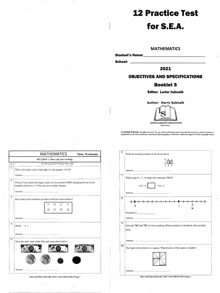 SEA Practice Test 5 | PDF