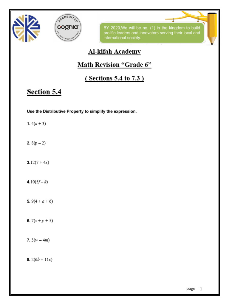 Grade 6 Math Revision Guide | PDF | Teaching Methods & Materials | Art