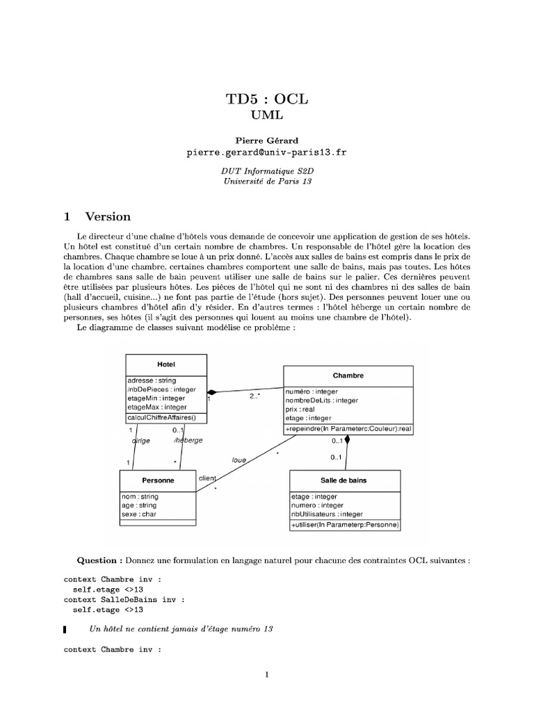 INDM Exercice Corrigé OCL | PDF