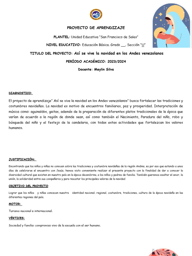 Proyecto De Aprendizaje 1 Er Grado Pdf Evaluación Familia