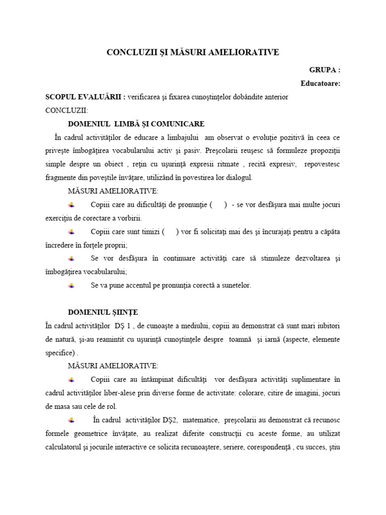 Concluzii Şi Măsuri Ameliorative | PDF