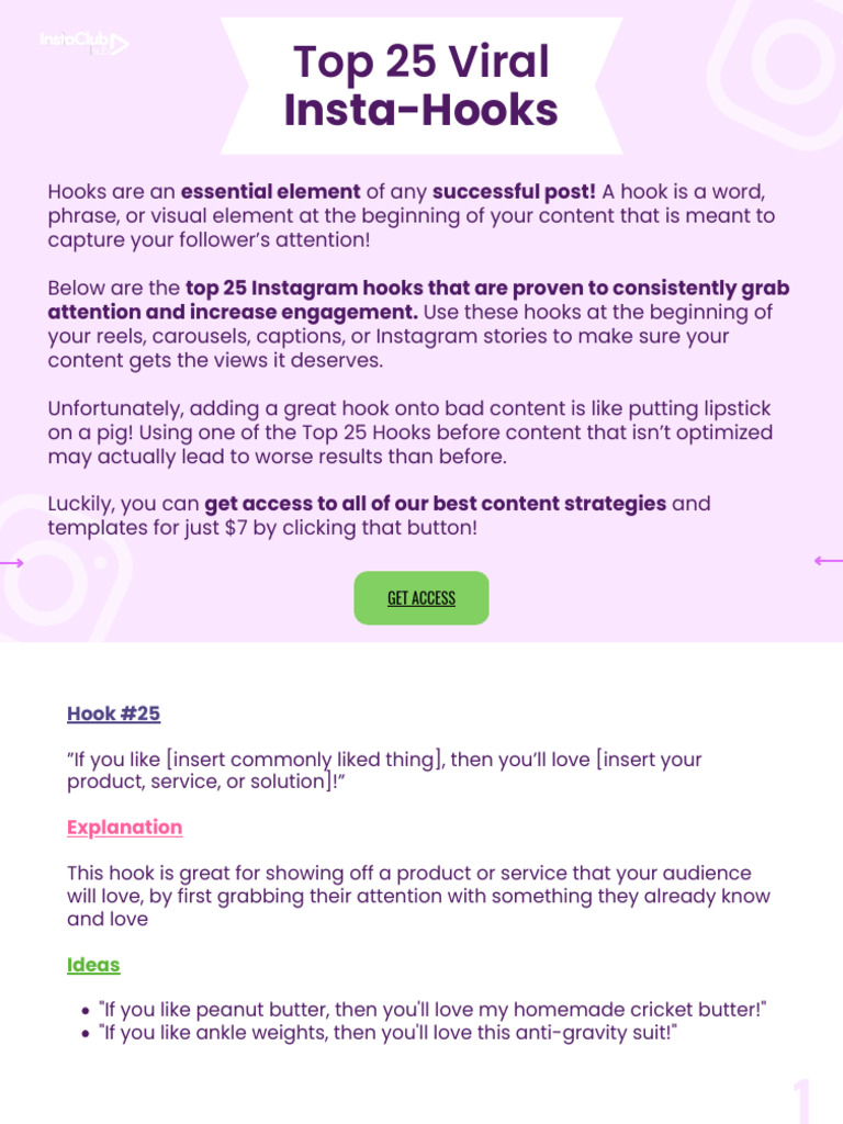 25 Viral Insta Hooks | PDF