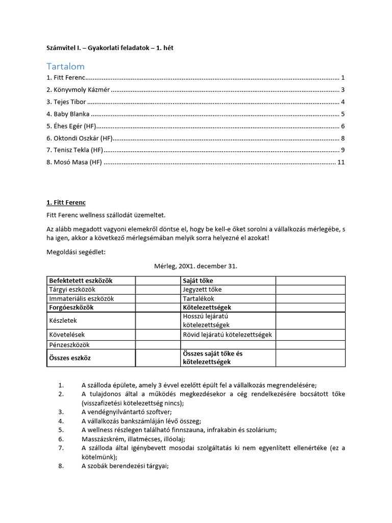 Hét Feladatok | PDF