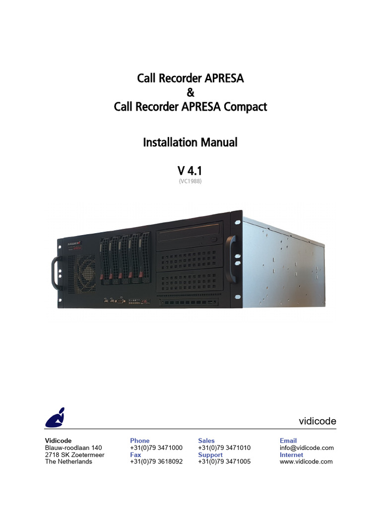 Call Recorder Apresa Installation Manual en V4.1 | PDF