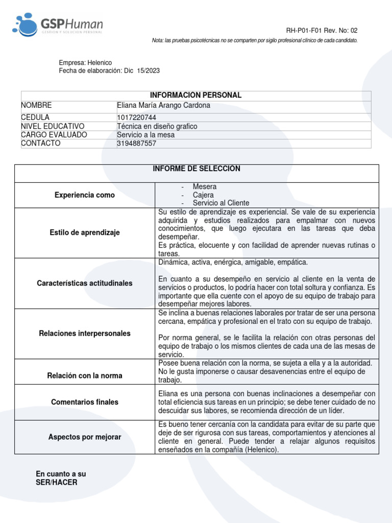 Informe Eliana | PDF | Aprendizaje | Modificación de comportamiento