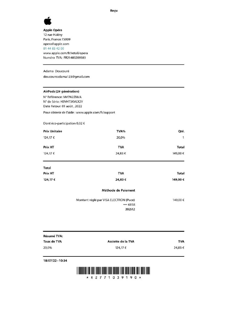 Facture AirPods | PDF