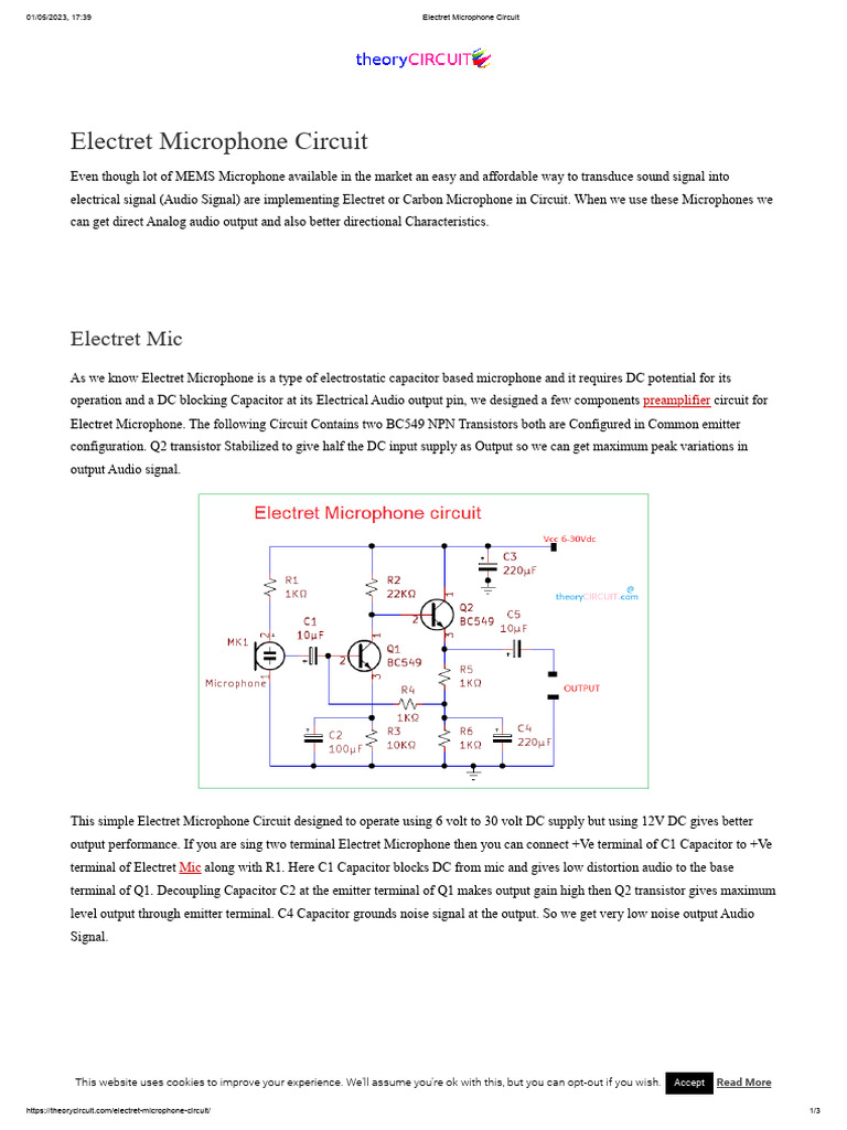 Electret Microphone Circuit | PDF