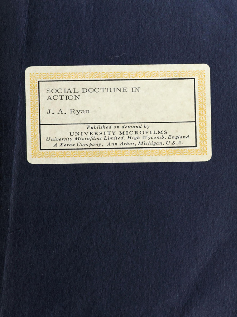 Social Doctrine in Action, A Personal History by Ryan, John Augustine | PDF