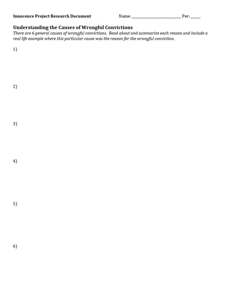 Innocence Project Case Analysis Worksheet | PDF | Reason | Crimes