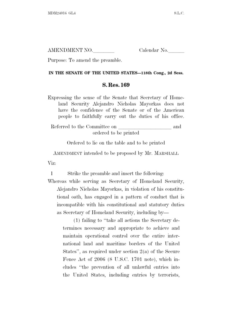 (DAILY CALLER OBTAINED) - No Confidence in Mayorkas Updated January ...