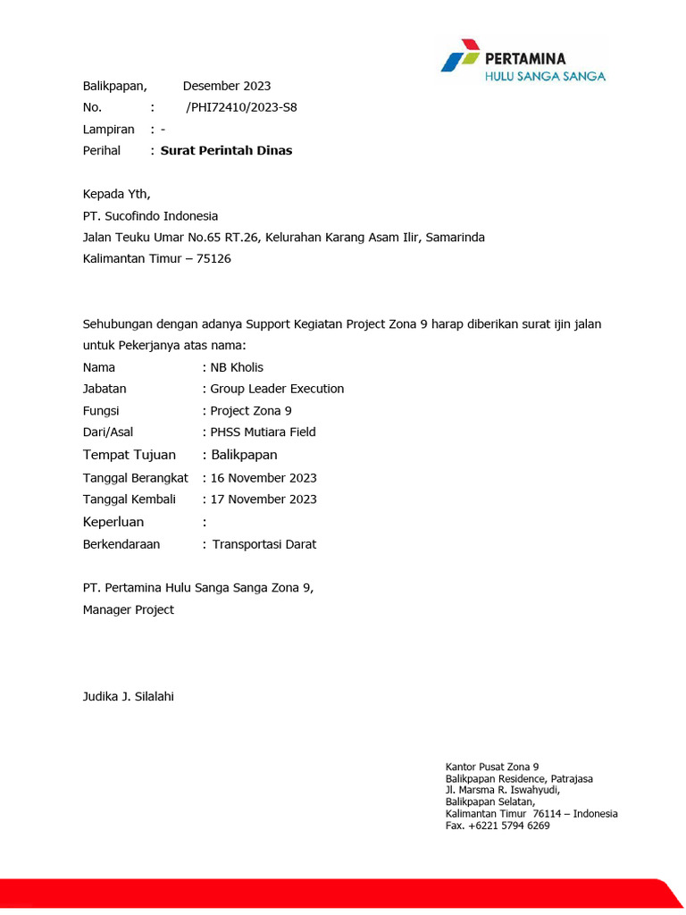 Surat Keterangan SPD | PDF