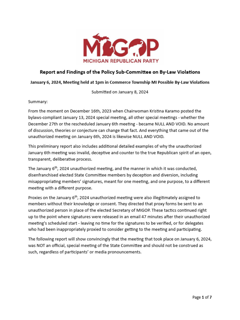 MIGOP Report On J6 Meeting | PDF