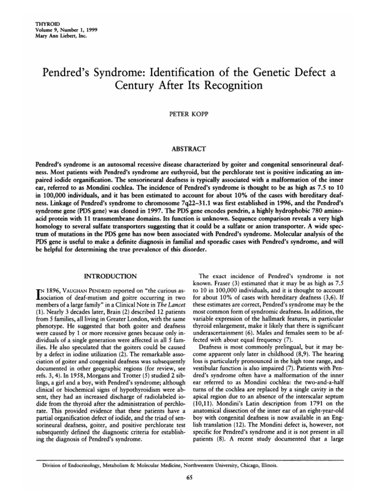 Pendred´s syndrome | PDF | Gene | Molecular Biology
