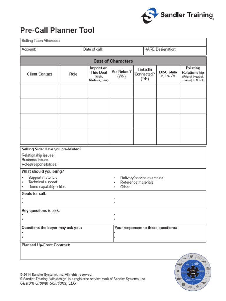 Pre-call Planner Tool | PDF
