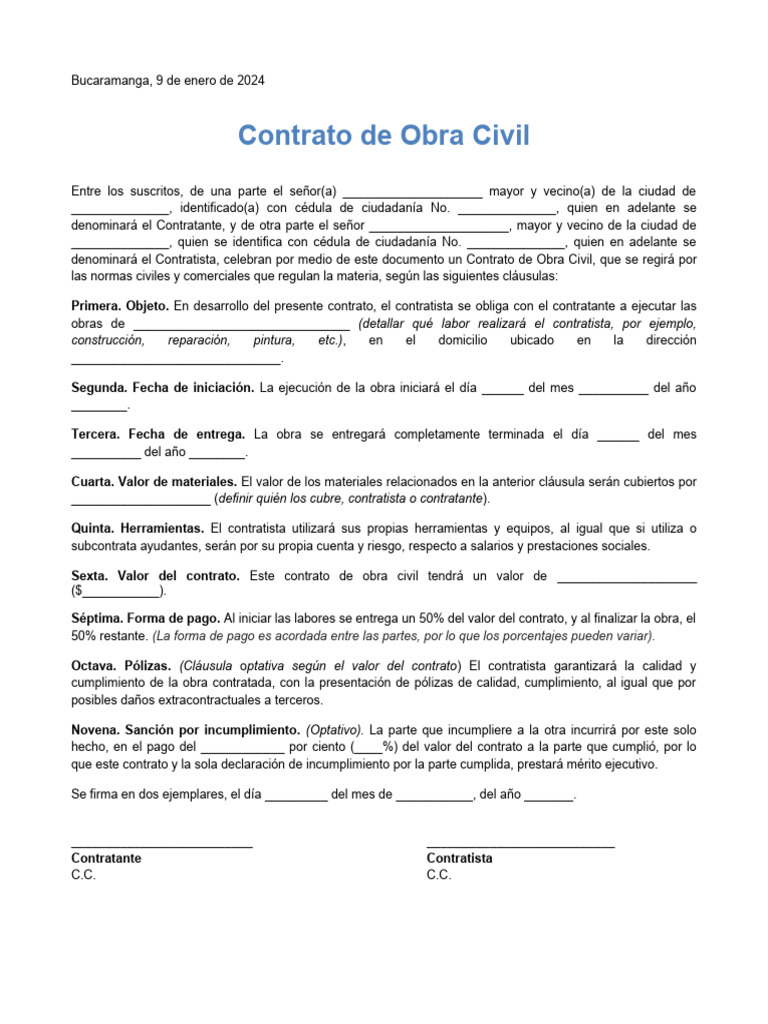 CONTRATO OBRA CIVIL | PDF