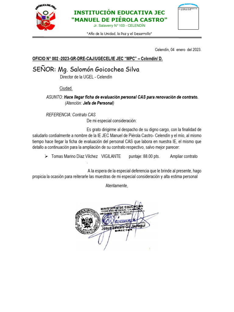Oficio 002 - CAS 2024-Tomas | PDF Oficio 002 - CAS 2024-Tomas | PDF
