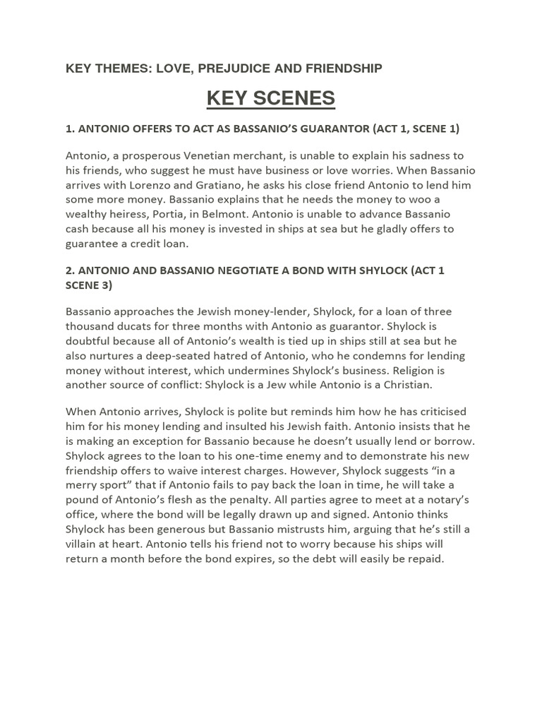 Key Scenes: Key Themes: Love, Prejudice and Friendship | PDF