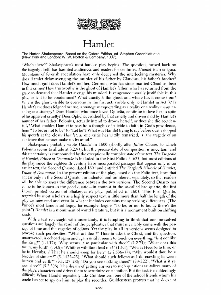 Shakespeare - Hamlet (Complete Text With Intro.) - 1997 | PDF