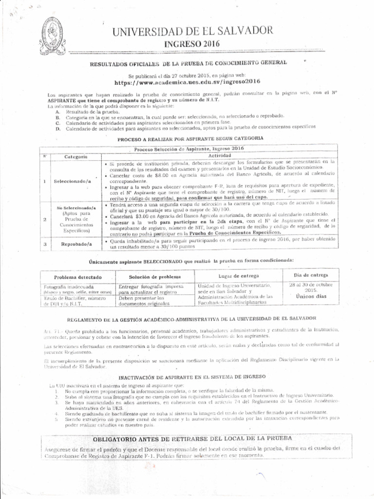 Examen de Admision UES 2016 | PDF