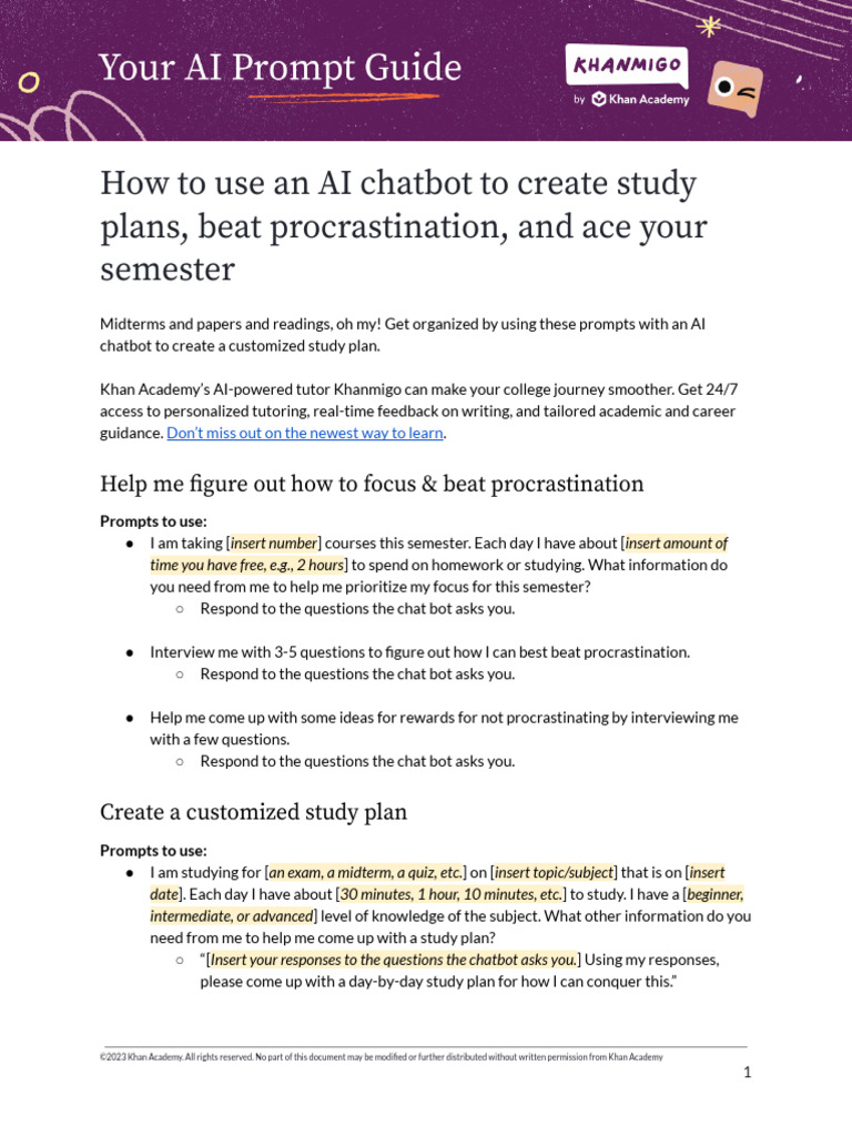 AI How-to-create-study-plans-beat-procrastination-and-ace-your-semester-with-an-AI-chatbot-Khan ...