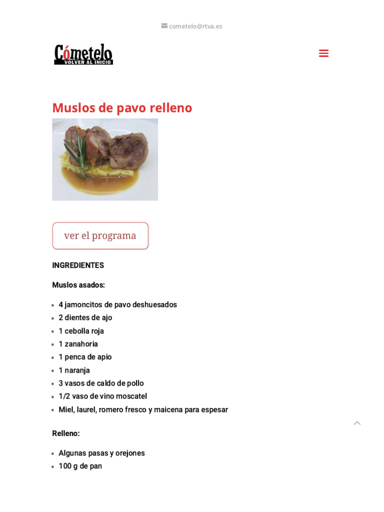Muslos de Pavo Rellenos | PDF | Relleno | Caldo