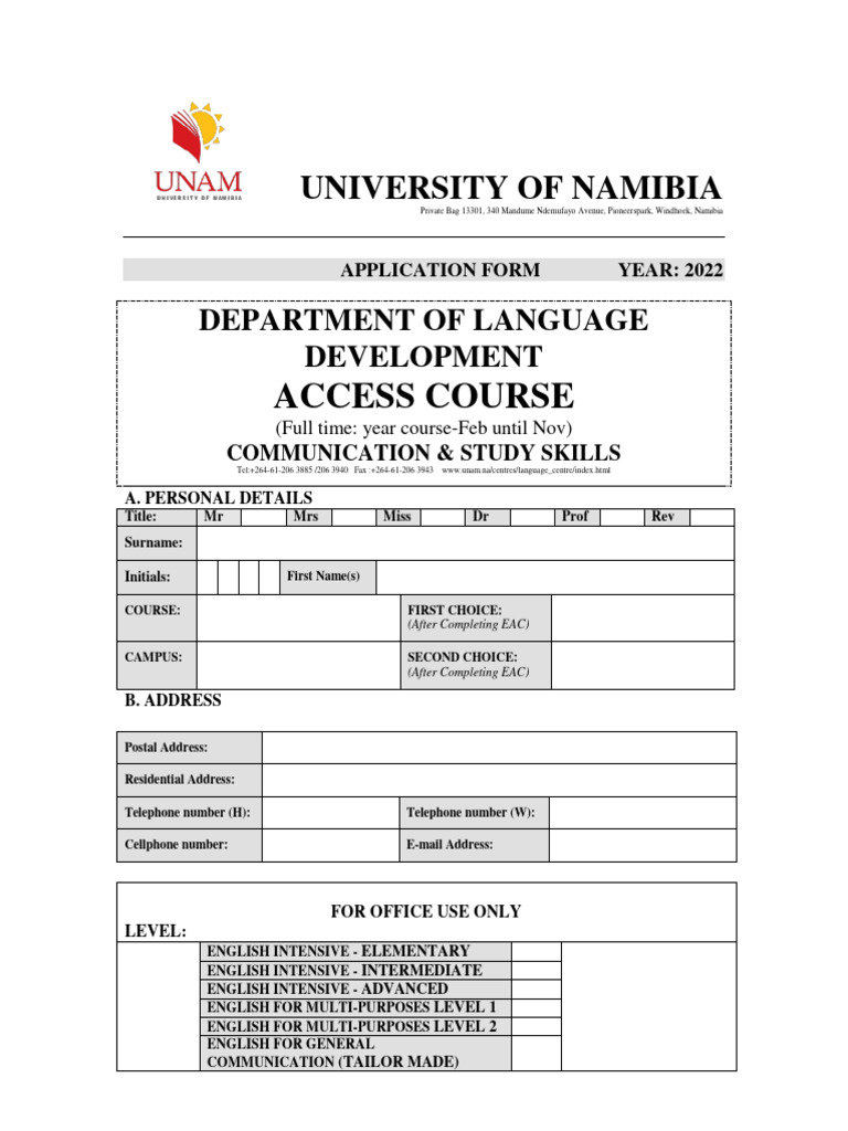 Language Course Application Form | PDF