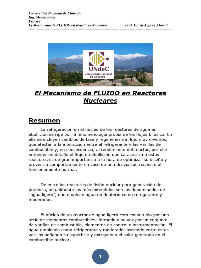 El Mecanismo de Fluido en Reactores Nucleares | PDF