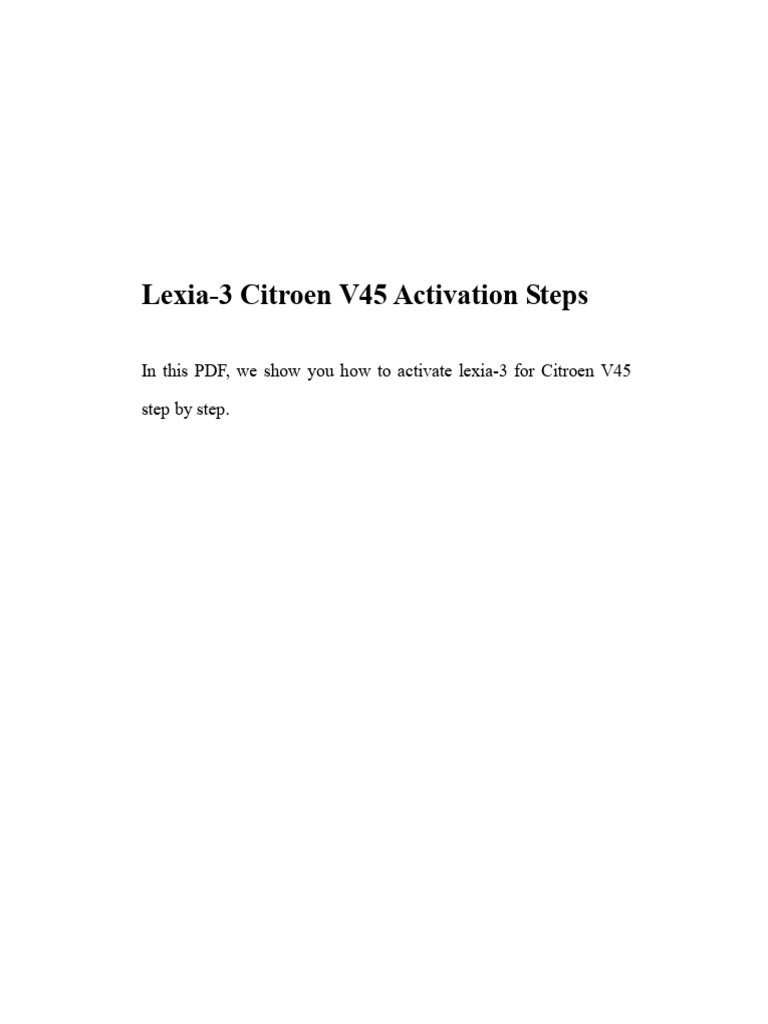 Lexia 3 Citroen Peugeot Diagnostic pp2000 v45 Activation Steps | PDF