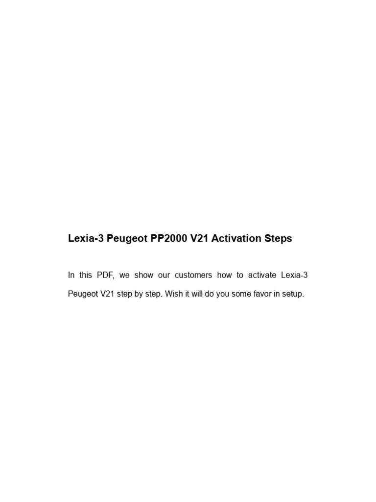 Lexia 3 Citroen Peugeot Diagnostic pp2000 v21 Activation | PDF
