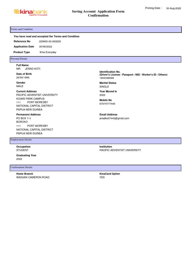 Kina Bank - Jerad Koti | PDF