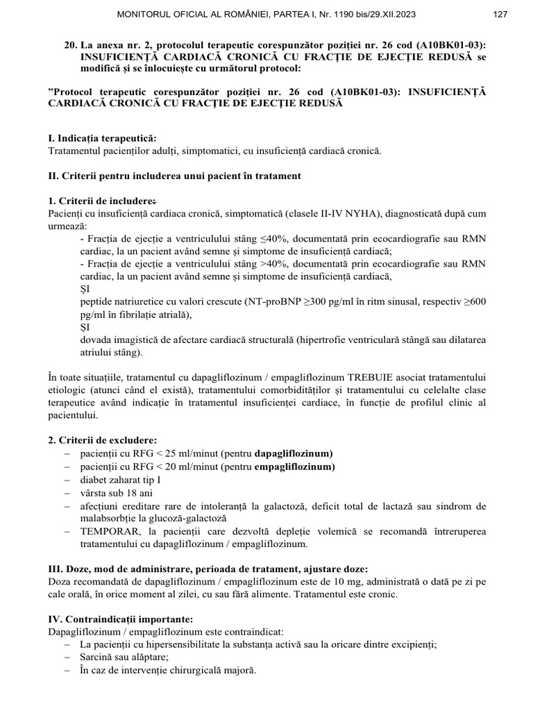 Protocol Terapeutic FORXIGA - Insuficienta Cardiaca | PDF