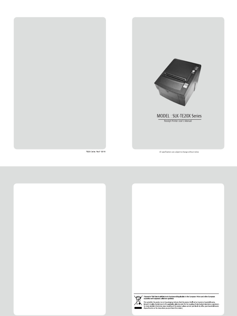 SLK-TE20XSeries_MANUAL | PDF | Printer (Computing) | Computer Hardware